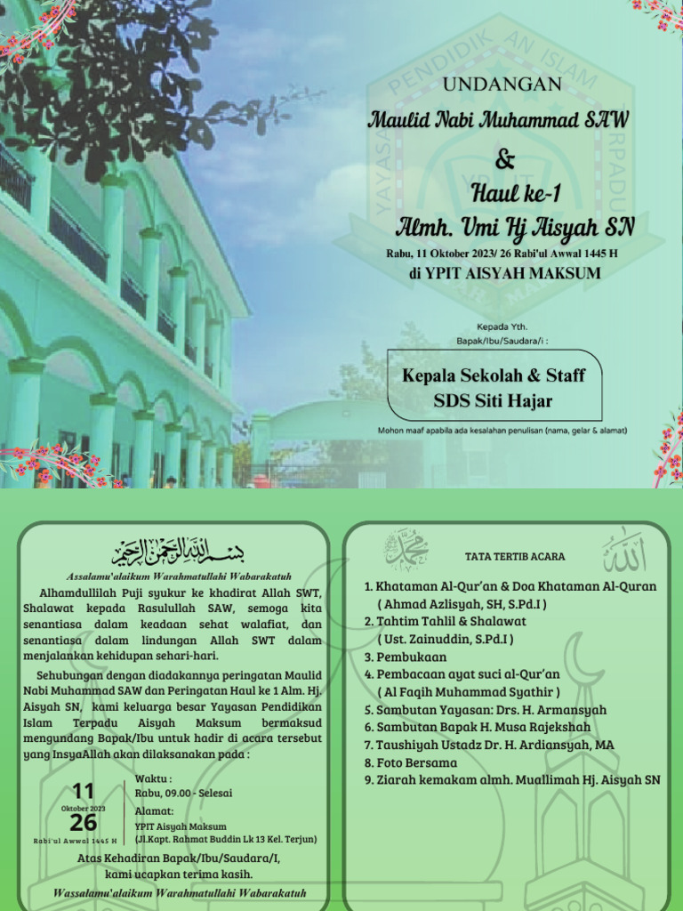 Kepala Sekolah & Staff SDS Siti Hajar | PDF