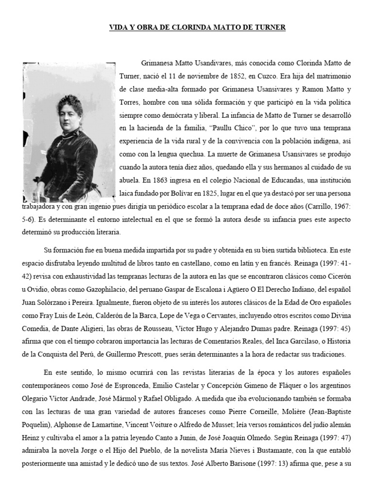 Clorinda Matto de Turner: Vida y Legado | PDF | Perú