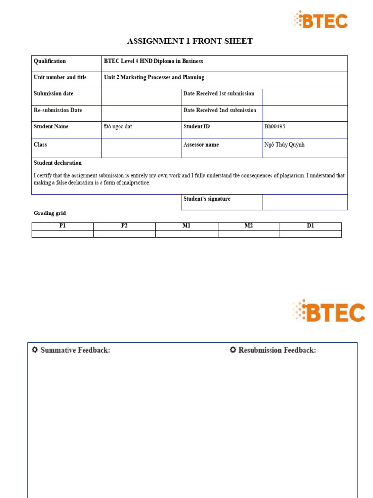 5033 Assignment 1 Frontsheet 2 | PDF