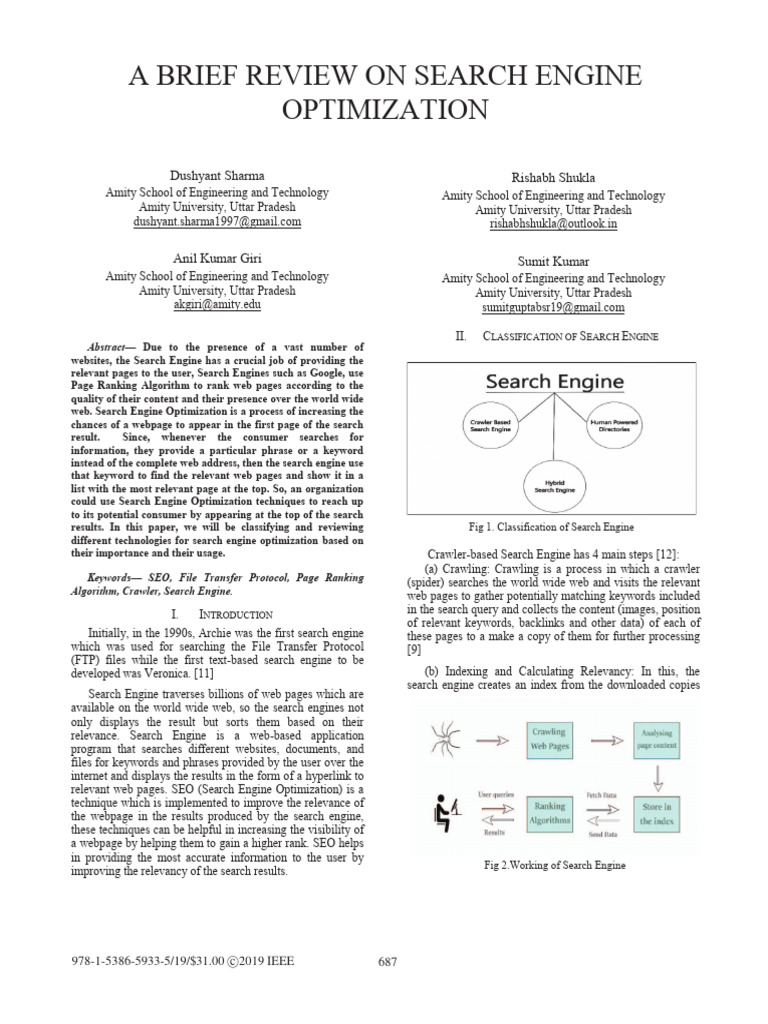 A Brief Review On Search Engine Optimization: Dushyant Sharma Rishabh Shukla | PDF | Search ...