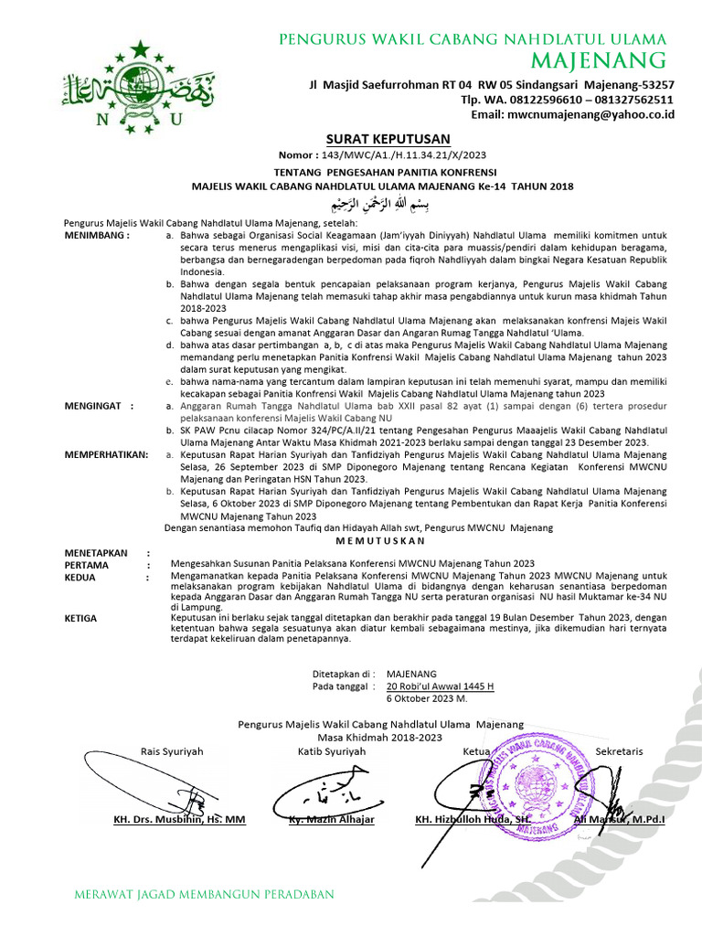 SK Pan. Konfrensi Ke-14 2023 | PDF