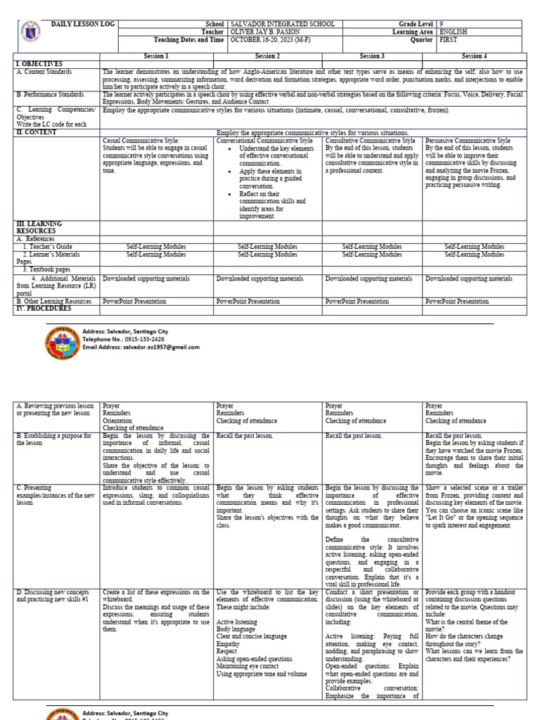 Week 8 Communicative Style Types | PDF | Communication | Learning
