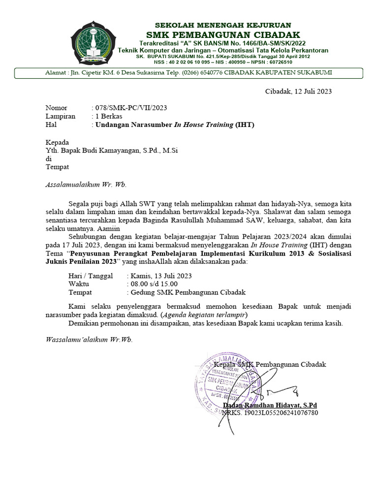 Surat Undangan IHT | PDF Surat Undangan IHT | PDF