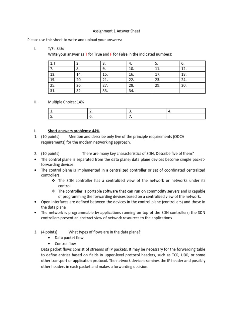 Assignment 1 Answer Sheet | PDF | Port (Computer Networking) | Network Switch
