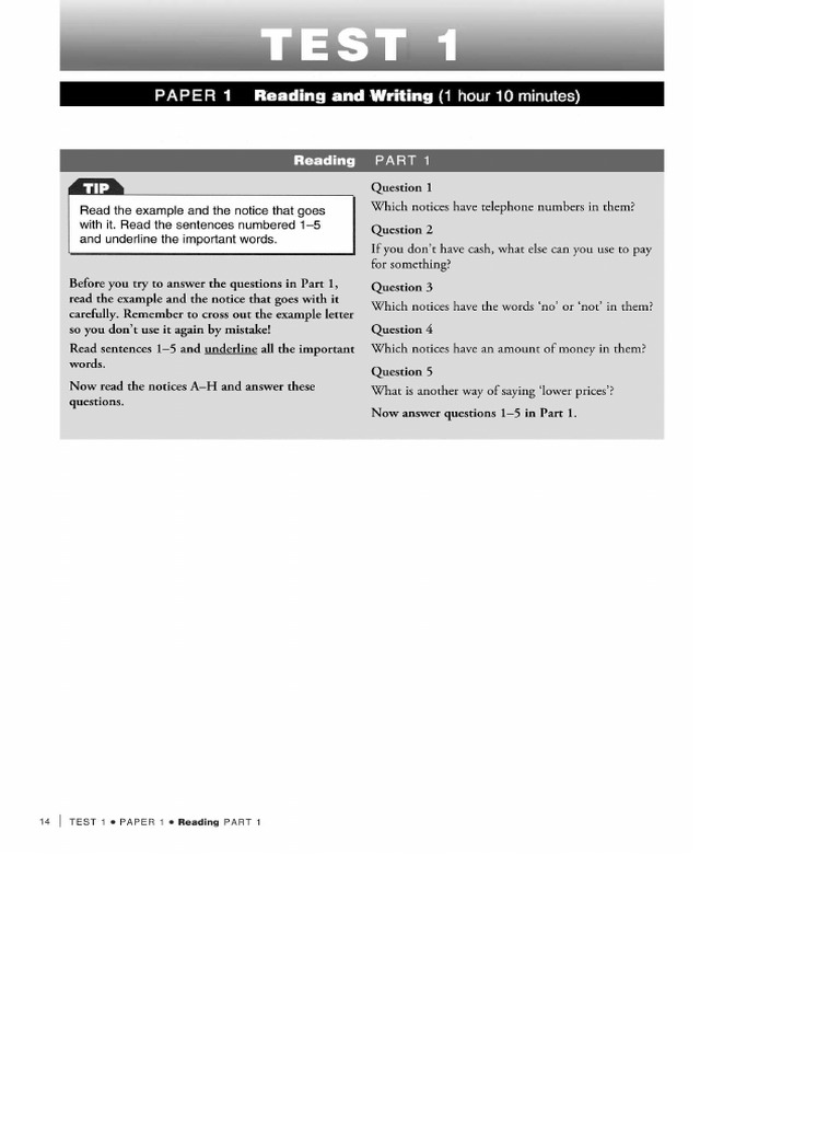 KET Test 1 | PDF