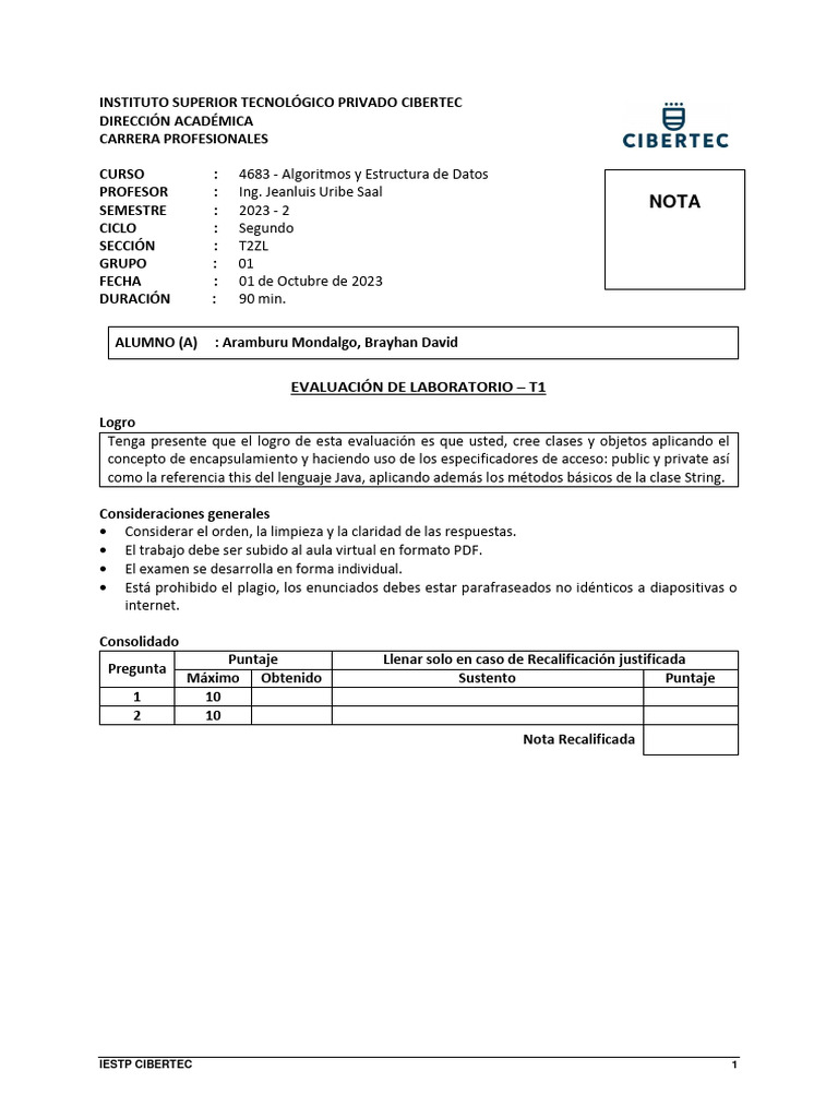 Aed T2ZL T1 | PDF | Constructor (Programación Orientada a Objetos) | Programación