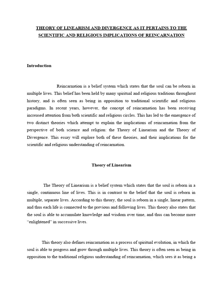 Theory of Linearism and Divergence As It Pertains To The Scientific and ...