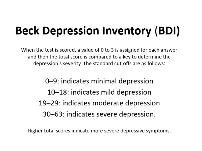 Print Beck Depression Scale Beck Depression Inventory II (BDI II)