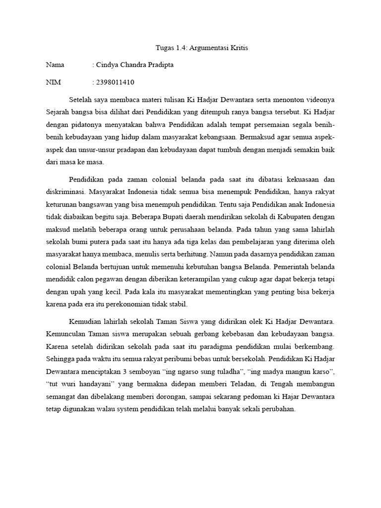 Argumentasi Kritis Filosofi Pendidikan | PDF