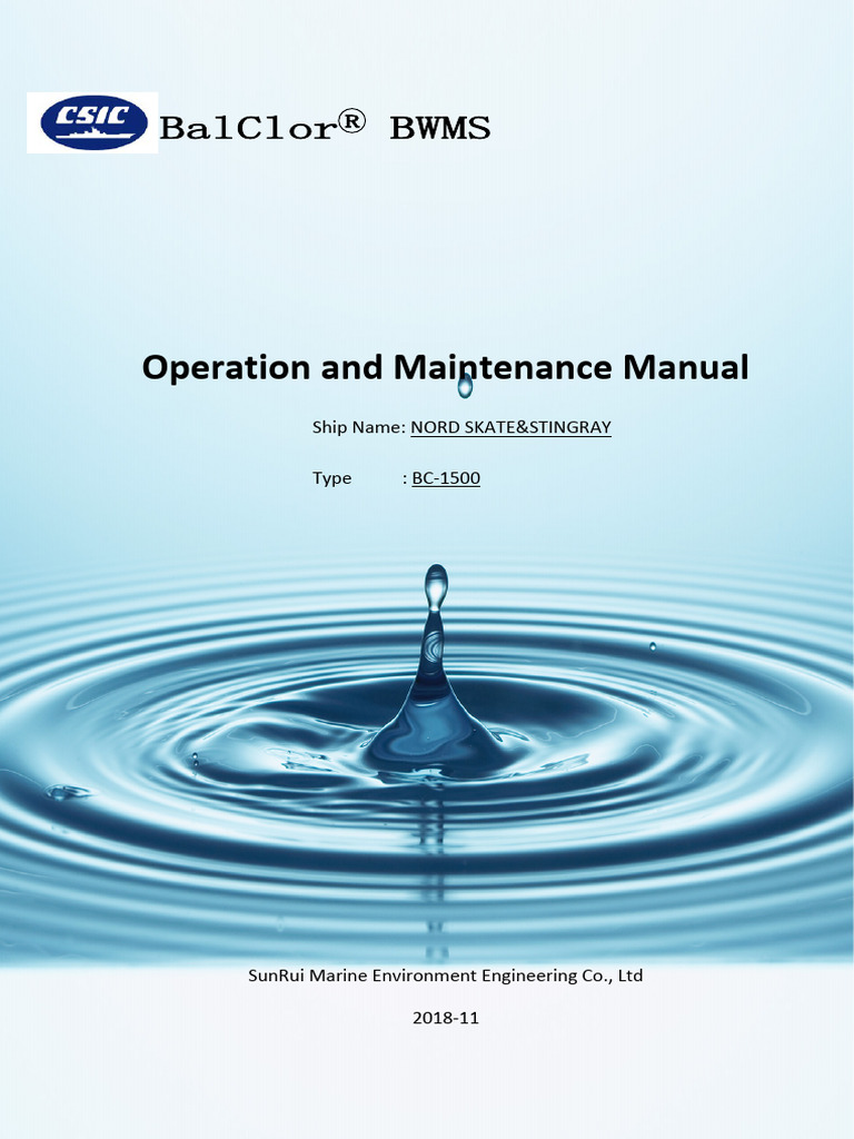 BalClor BWMS - Operation Manual - Nord Skate - Nord Stingray | PDF