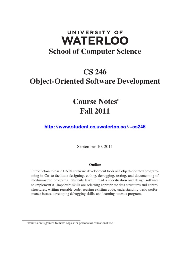 CS 246 Object-Oriented Software Development | PDF | Command Line Interface | Computer Programming