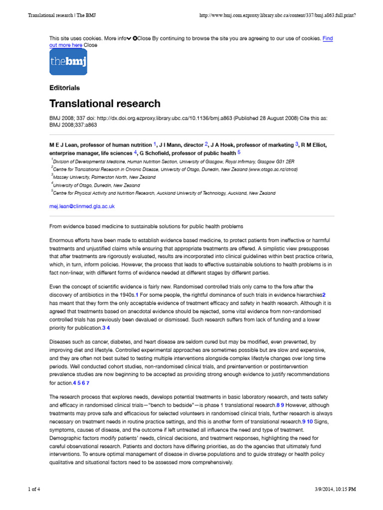Translational Research - The BMJ | PDF | Evidence Based Medicine | Clinical Trial