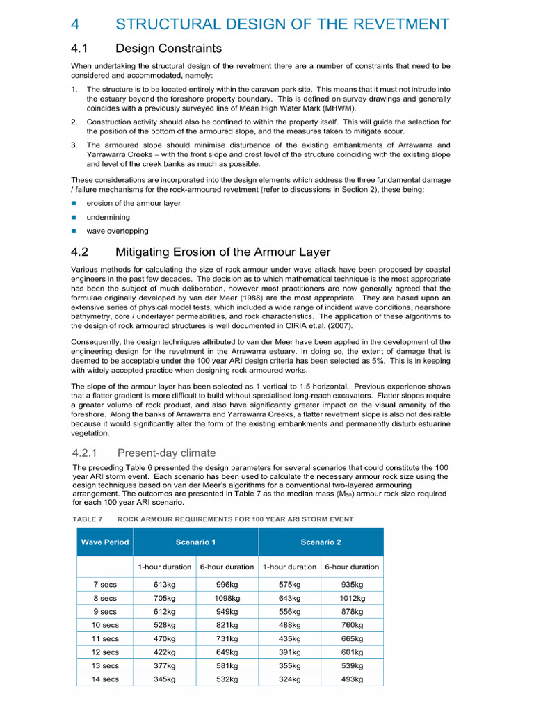 Structural Design of Rock Armored Revetment | PDF
