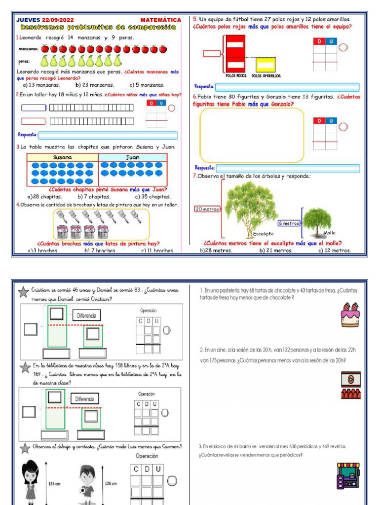 2°3° PROBLEMAS DE COMPARACIÓN (3p) | PDF