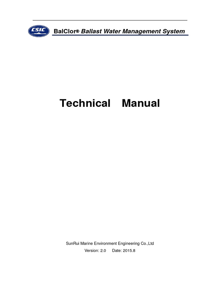 BalClor BWMS - Technical Manual, Version 2 - 0 | PDF | Water | Pump BalClor BWMS - Technical Manual, Version 2 - 0 | PDF | Water | Pump