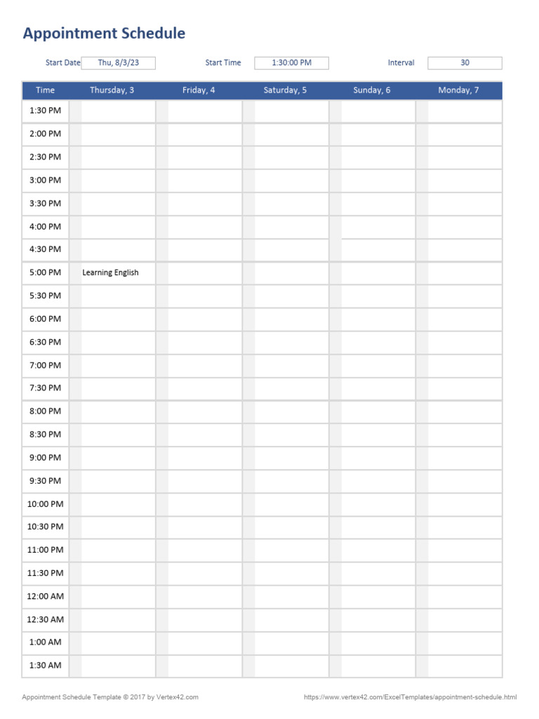 Appointment Schedule | PDF