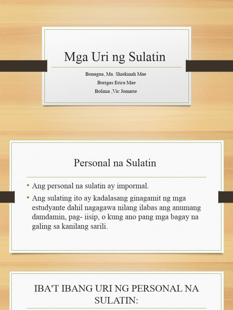 Mga Uri NG Sulatin | PDF