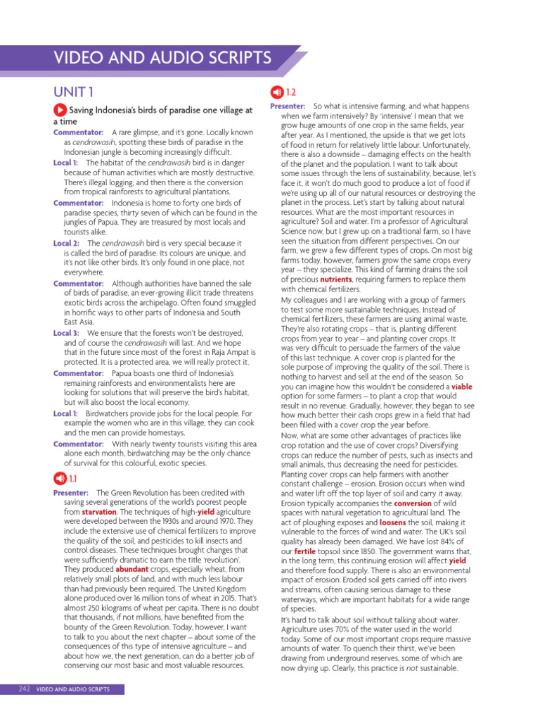 Unlock 2e L5 Listening and Speaking Scripts | PDF | Agriculture | 3 D Printing