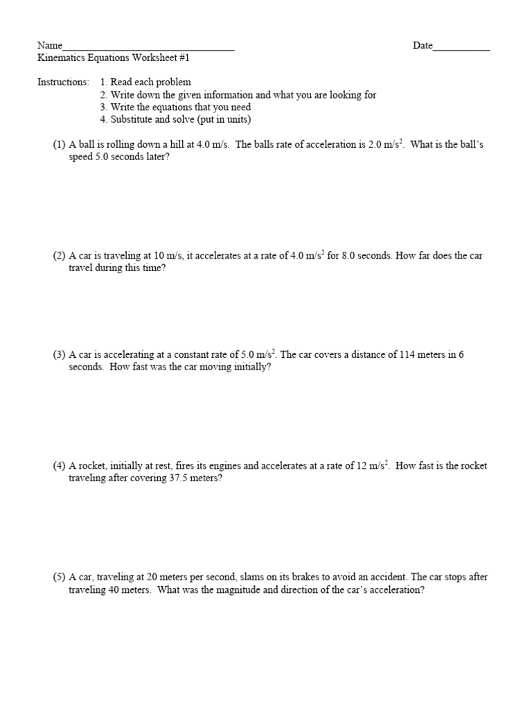 kinematics_questions_worksheet_1 | PDF