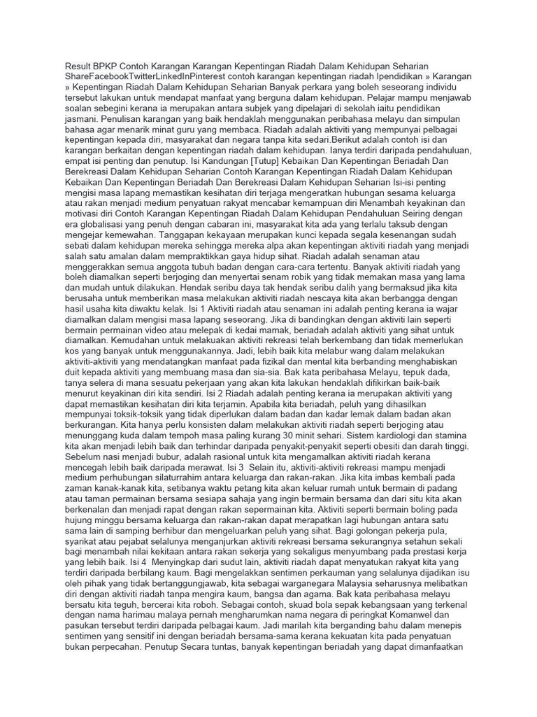 Kepentingan Riadah Dalam Kehidupan Seharian | PDF | Gaya Hidup