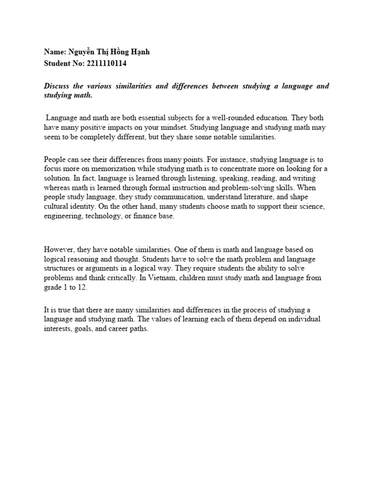 Differences Between Studying Math and Language | PDF