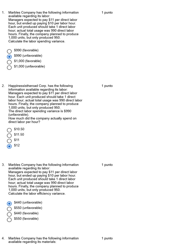 Standard Costing And Variance Analysis Quantitative AnalisysQuiz