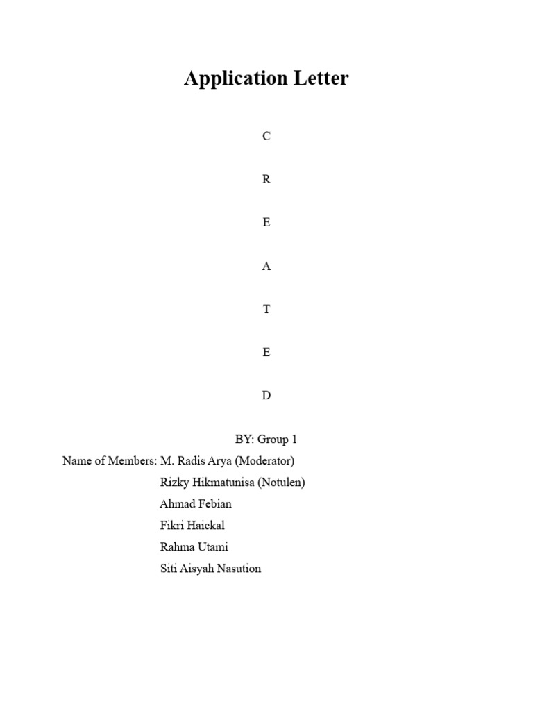 Application Letter (Group 1) | PDF | Recruitment | Human Communication