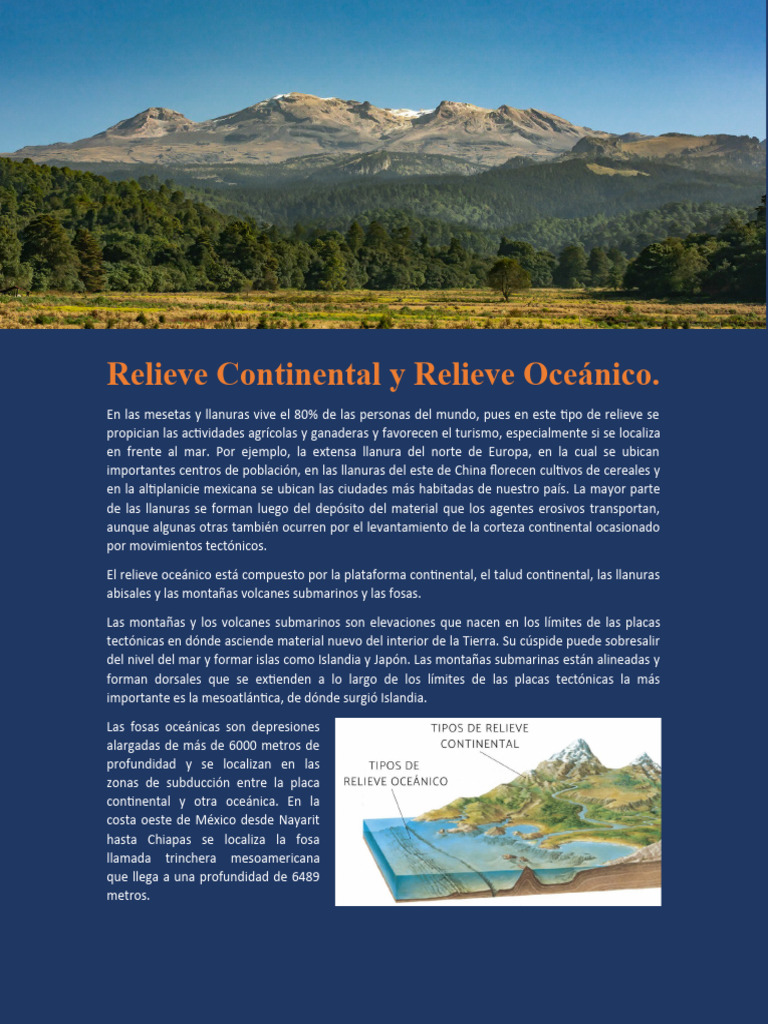 Relieve Continental y Oceánico | PDF | Terreno | Placas tectónicas