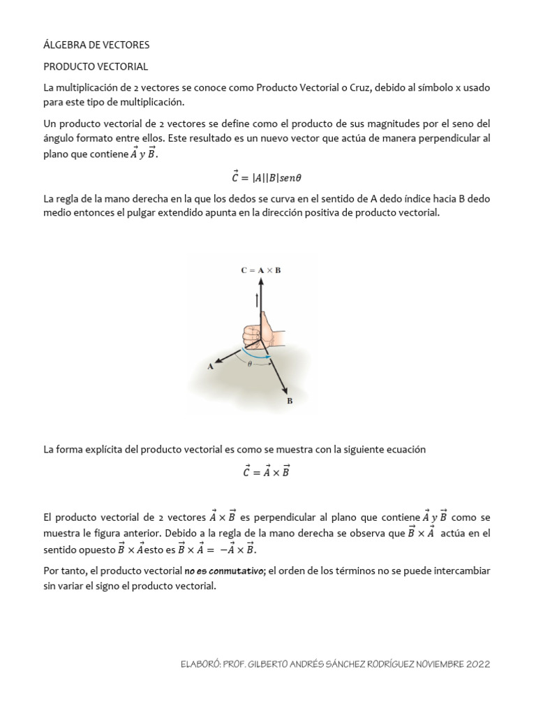 Producto Vectorial | PDF | Vector Euclidiano | Multiplicación