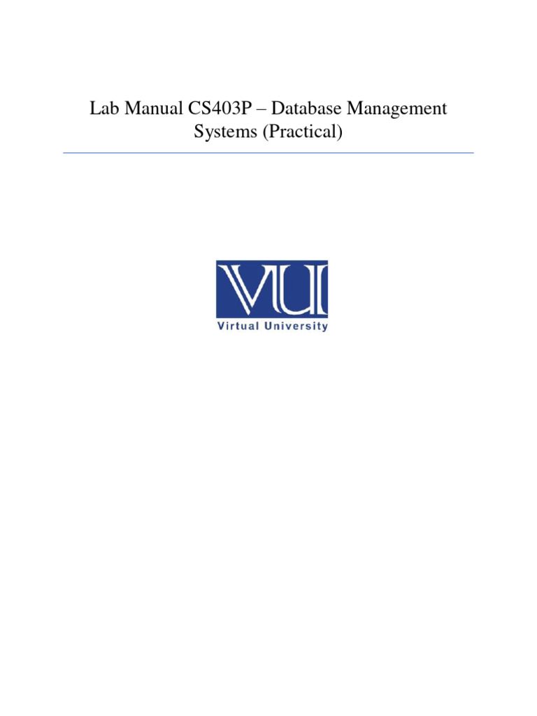 CS403 P Lab Manual 1 | PDF | Sql | Microsoft Sql Server
