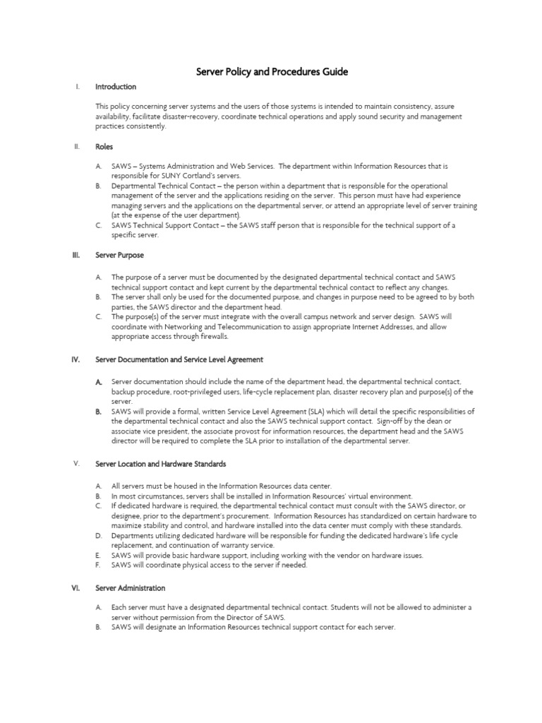 Server Policy and Procedures Guide | PDF | World Wide Web | Internet & Web