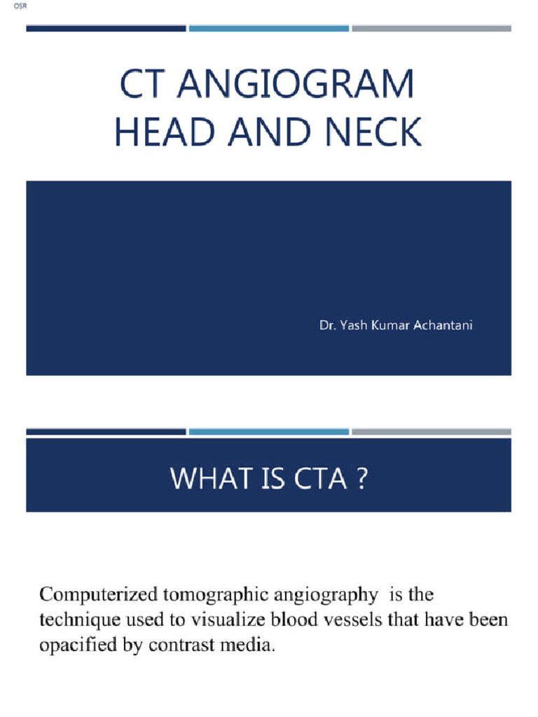 CT Angiogram Head and Neck | PDF