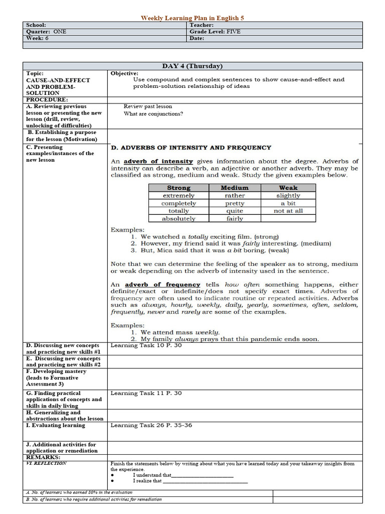 Q1WLP ENGLISH W5 Day4 | PDF