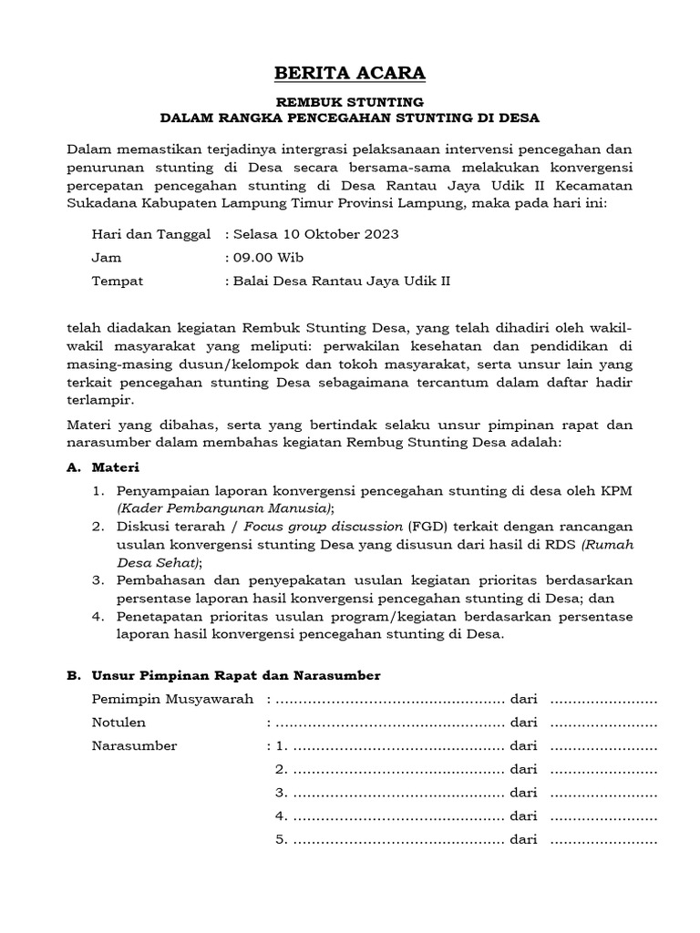 BA. Rembuk Stunting Desa | PDF BA. Rembuk Stunting Desa | PDF
