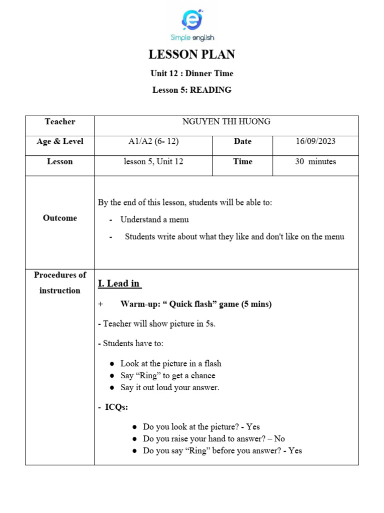 SE Lesson Plan Form | PDF