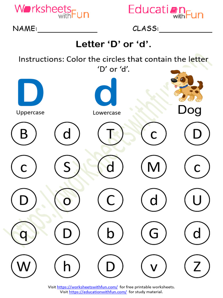 Find and Color (D or D) Worksheet 4 | PDF