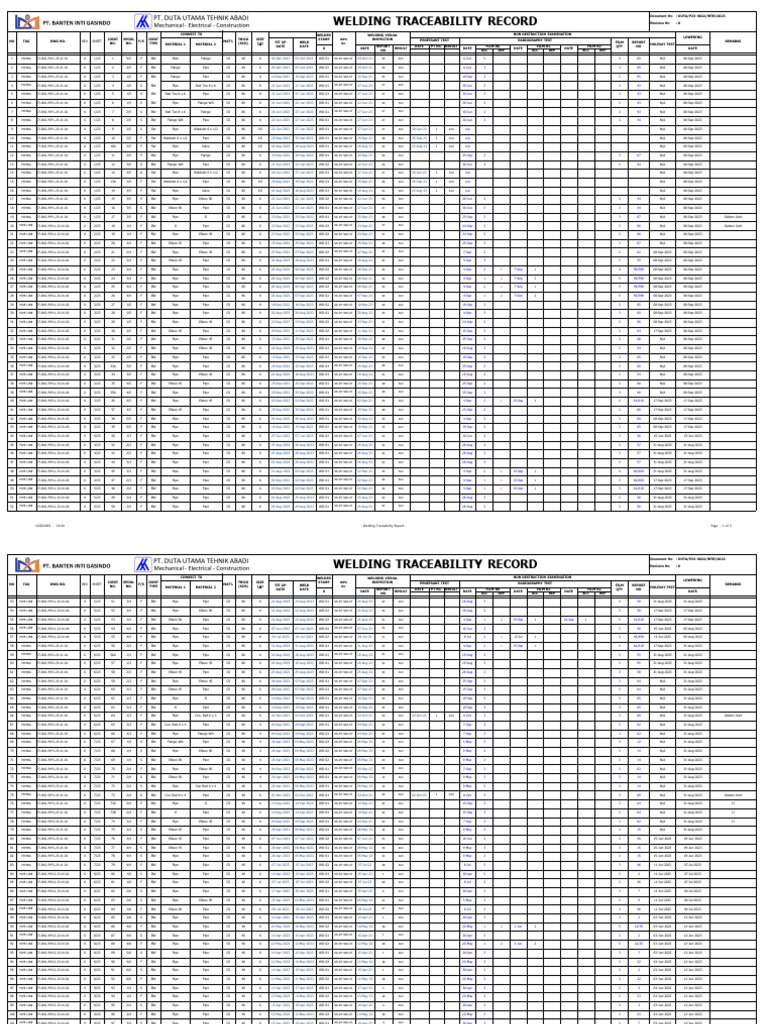 Welding Traceability Record | PDF | Pipe (Fluid Conveyance) | Welding