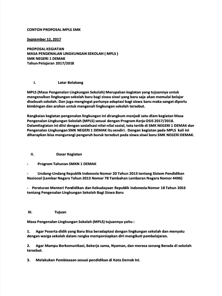 Contoh Proposal Mpls SMK | PDF