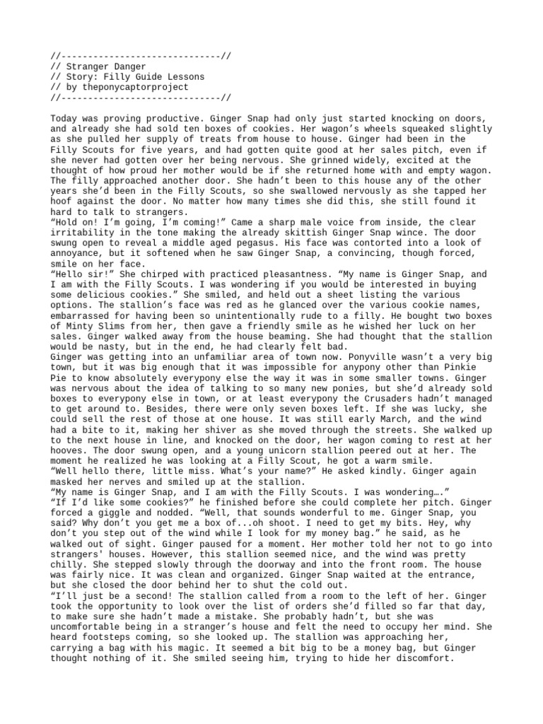 Filly Guide Lessons (Chapter 1 - Stranger Danger) | PDF