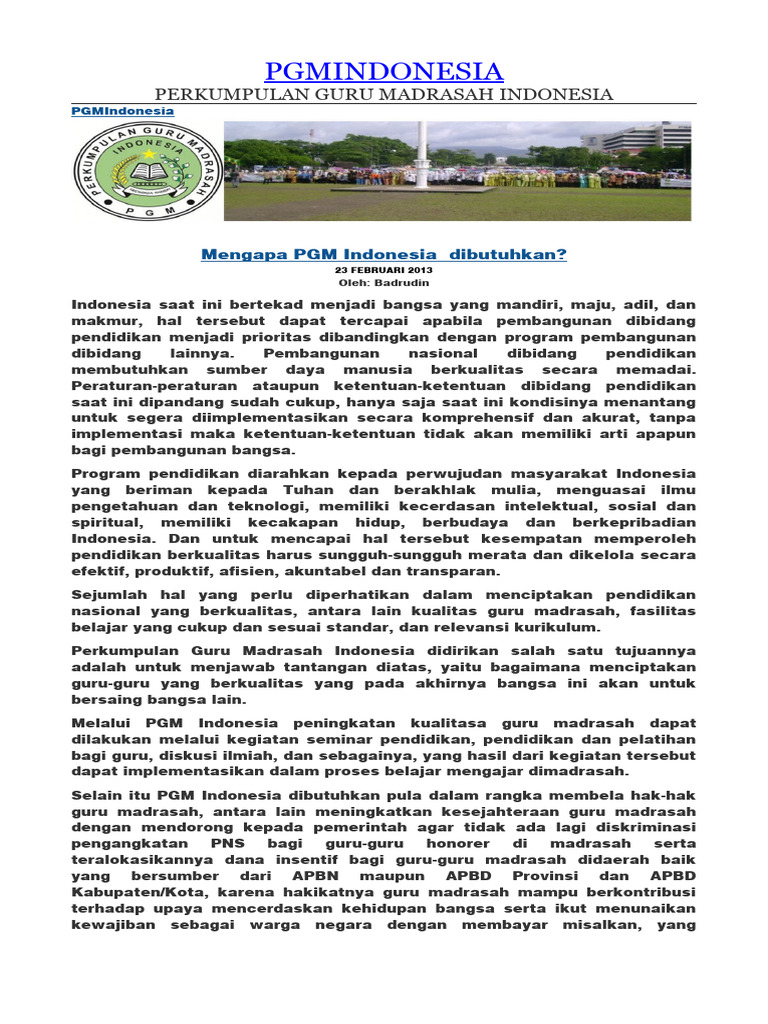 Arti dan Tujuan PGM Indonesia | PDF | Karier & Perkembangan | Ilmu Sosial