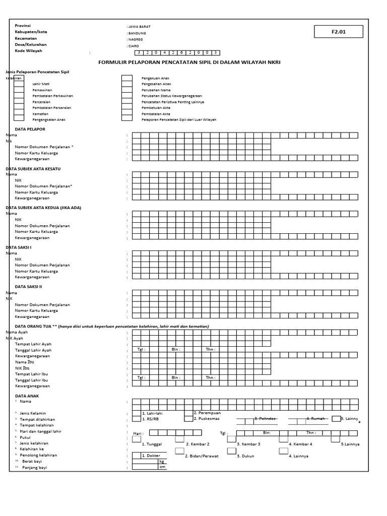 Form F2.01 Kematian | PDF