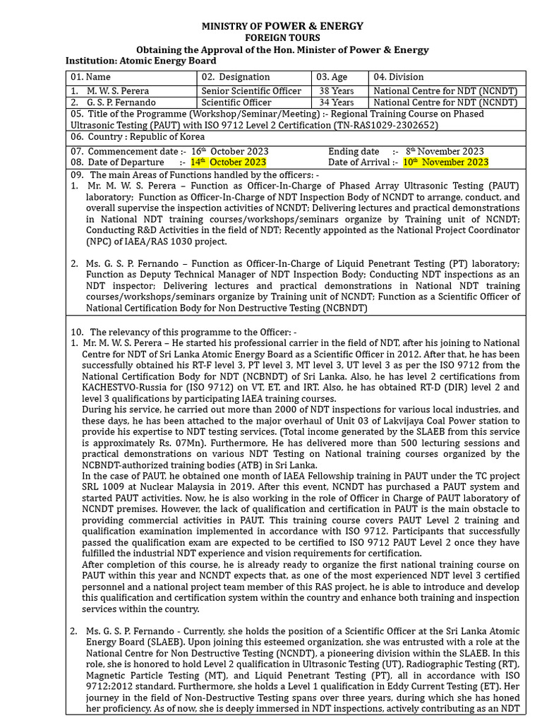 Ministry Approval | PDF | Nondestructive Testing | Physical Sciences