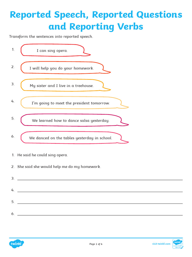 Reported Speech and Reported Questions | PDF | Linguistics | Language ...