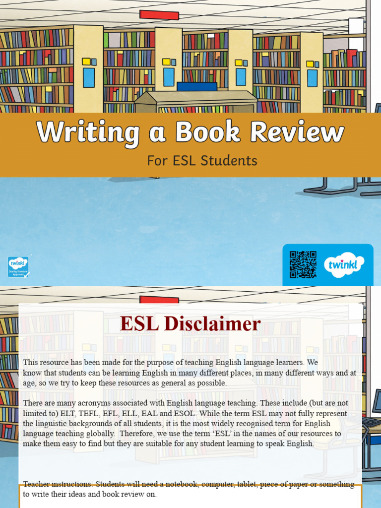 Esl Writing A Book Review PPT - Ver - 3 | PDF | English As A Second Or ...
