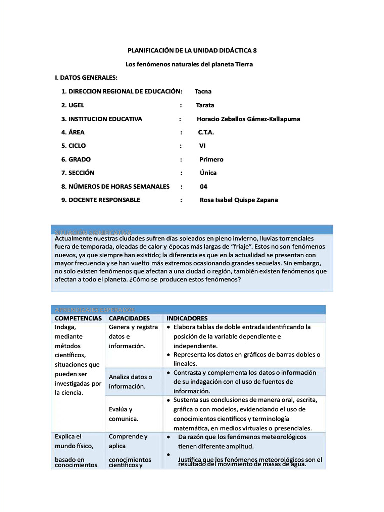 PDF Cta1 U8 Los Fenomenos Naturales Del Planeta Tierra Compress | PDF ...