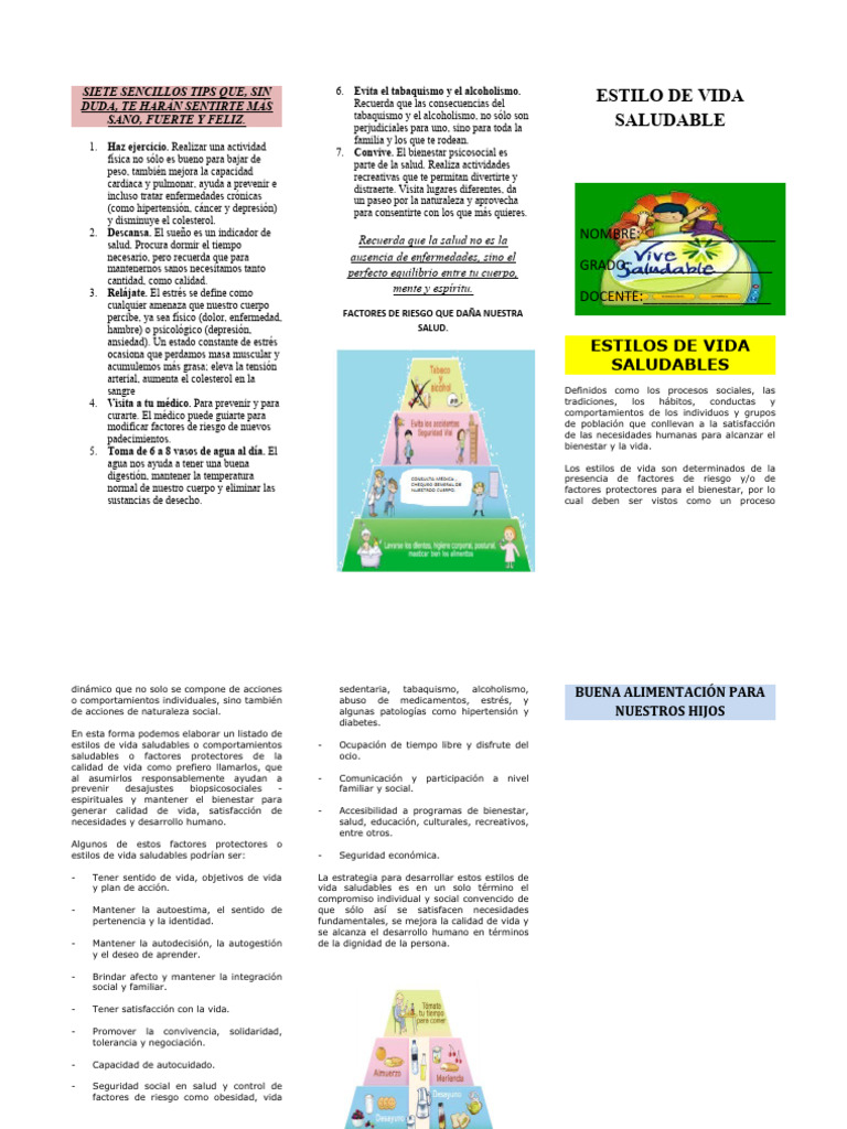 Triptico de Vida Saludable | PDF