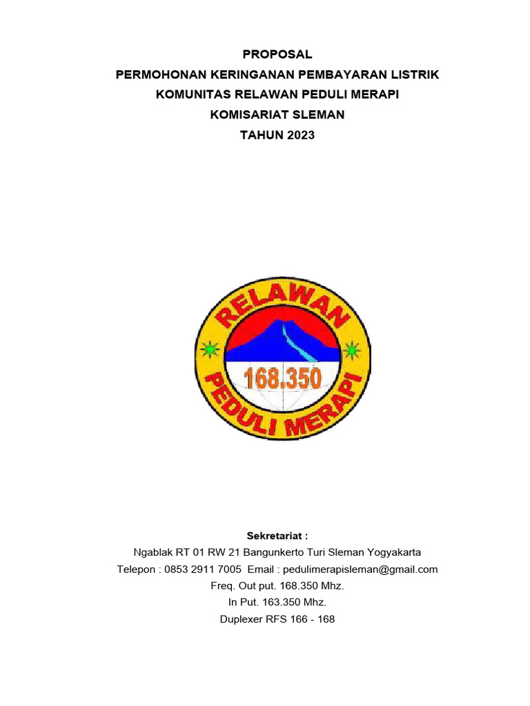 2 Lampiran Proposal Peduli Merapi 2023 Keringanan PLN | PDF