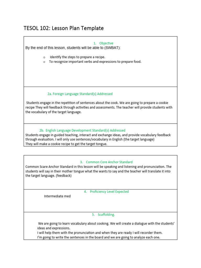 Lesson Plan W8-1 | PDF | English As A Second Or Foreign Language ...