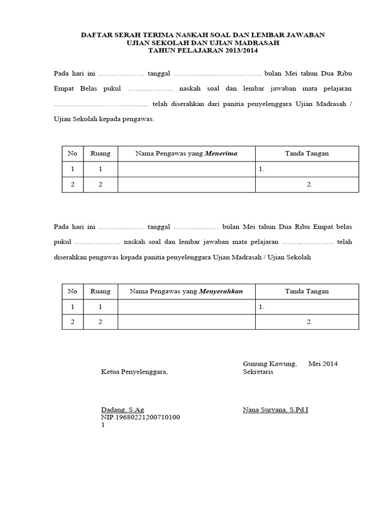 Daftar Serah Terima | PDF