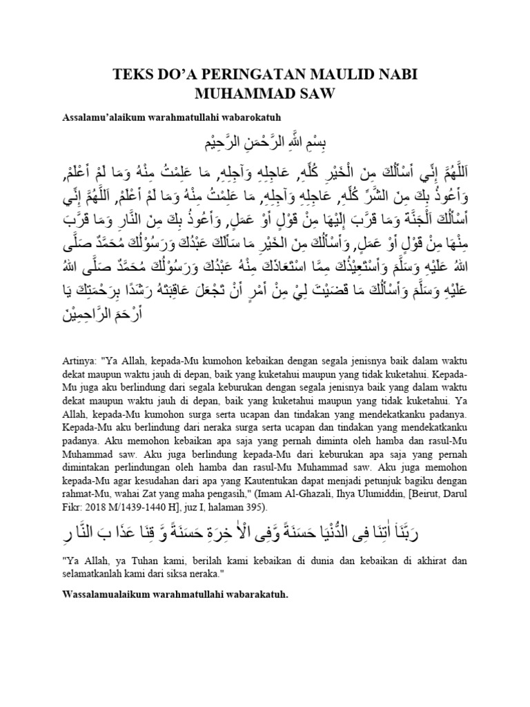 Doa Maulid Nabi Muhammad SAW | PDF | Agama & Spiritualitas